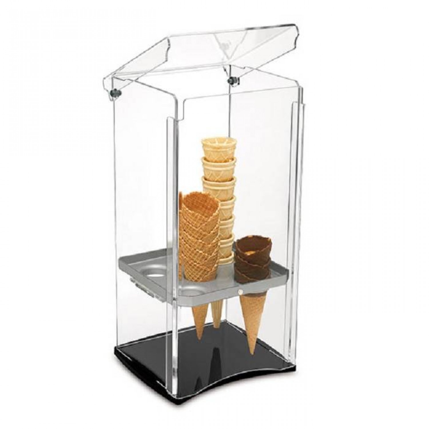 Βιτρίνα plexiglass για χωνάκια παγωτού 5 θέσεων με μαύρη βάση Garibaldi ...